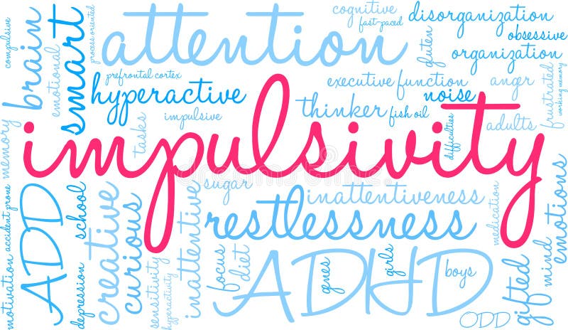 Impulsivity Word Cloud stock illustration. Illustration of brain ...