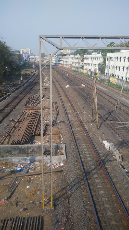 Imumbai Local Train Railway Track Editorial Stock Image - Image of ...