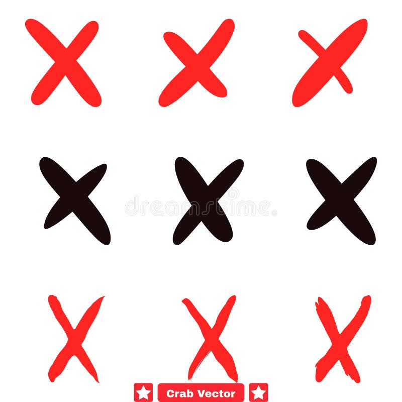 Inaccurate Silhouette Set Cross Symbols Representing Failures, Errors ...