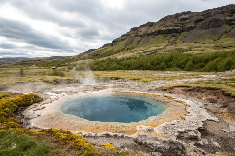 Inactive Geyser Hole with Limescale at Golden Circle, Iceland Stock ...