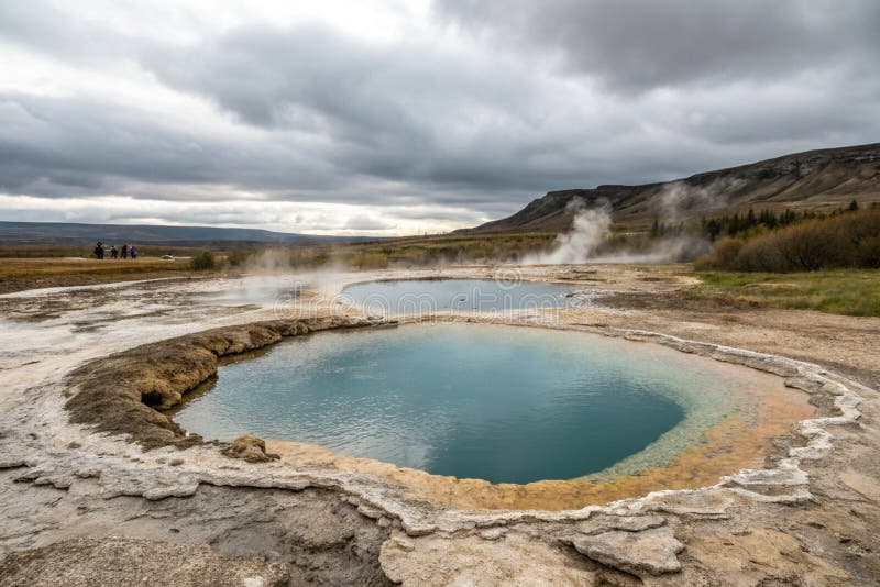 Inactive Geyser Hole with Limescale at Golden Circle, Iceland Stock ...