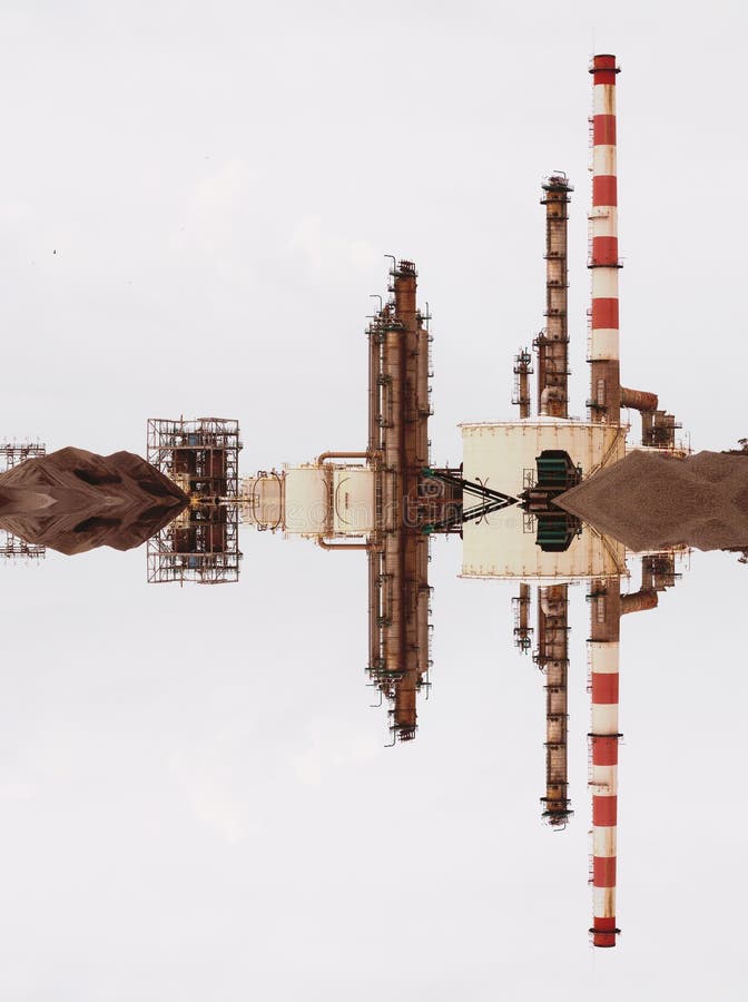 Inactive Refinery Pipe, with a Mirror Reflection and a Lot of Empty ...