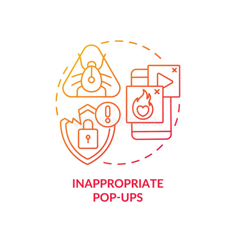 Inappropriate Pop-ups Red Gradient Concept Icon Stock Vector ...