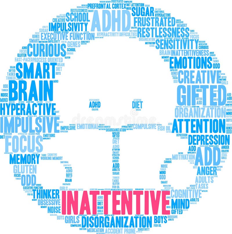 Inattentive Word Cloud stock illustration. Illustration of genes ...