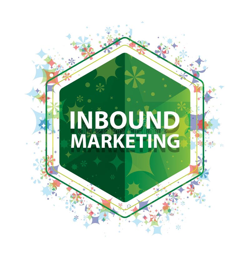 Inbound Marketing Floral Plants Pattern Green Hexagon Button Stock ...