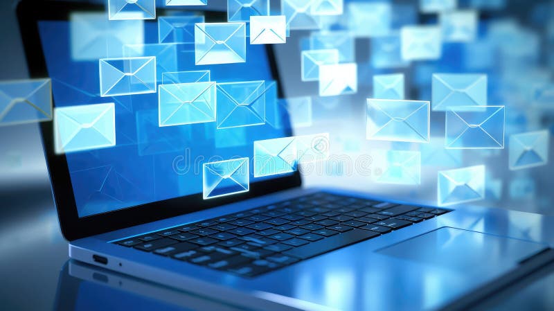 Blue Email Icon Flowing Around the Globe Icon Stock Vector ...