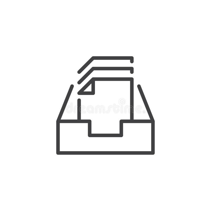 Inbox files outline icon stock vector. Illustration of archive - 133651627