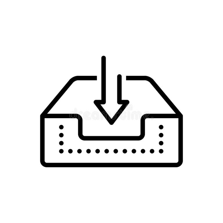 Black Line Icon for Inbox, Arrow and Storage Stock Illustration ...