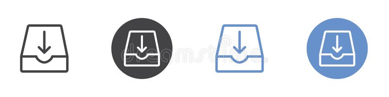 Inbox Icon Flat Set in Black and White Color Stock Illustration ...