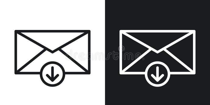Inbox Icon Set. Mail Box Email Download Arrow Icon. Mailbox Web Symbol ...