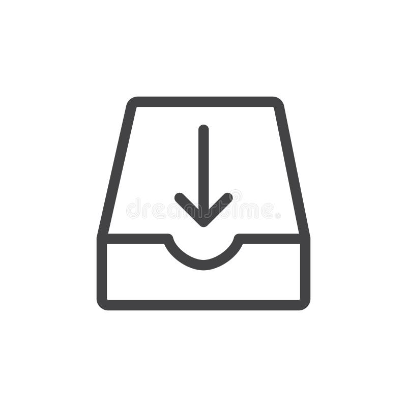 Inbox Icon Thin Outline Art Symbol Stock Vector - Illustration of ...
