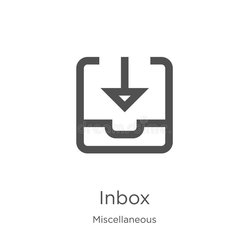 Inbox Icon Vector from Stationery Collection. Thin Line Inbox Outline ...