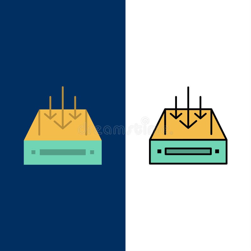 Inbox, Mail, Box, Container, Delivery, Parcel Icons. Flat and Line ...