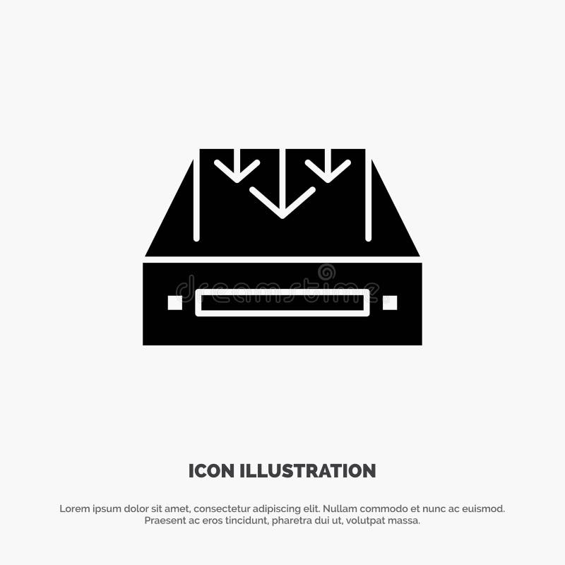 Inbox, Mail, Box, Container, Delivery, Parcel Solid Glyph Icon Vector ...