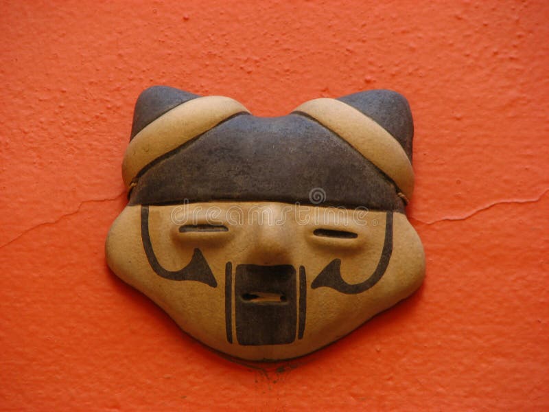 Inca cat mask stock image. Image of pottery, clay, peru - 6358093