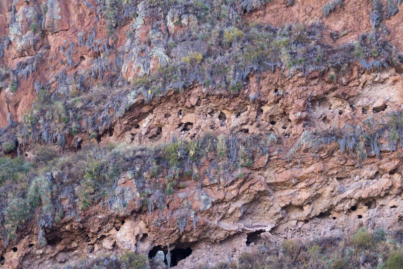 Inca cemetery on a cliff stock photo. Image of explore - 76031706