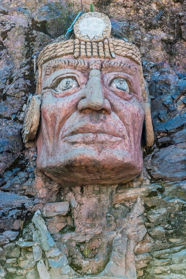 Inca Face Sculpture Peruvian Andes Puno Peru Stock Photo - Image of ...
