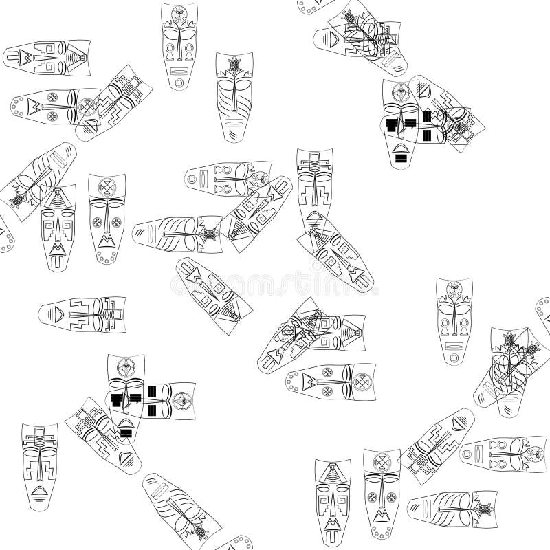 Inca Masks. Seamless Background Pattern. Vector Illustration Stock ...
