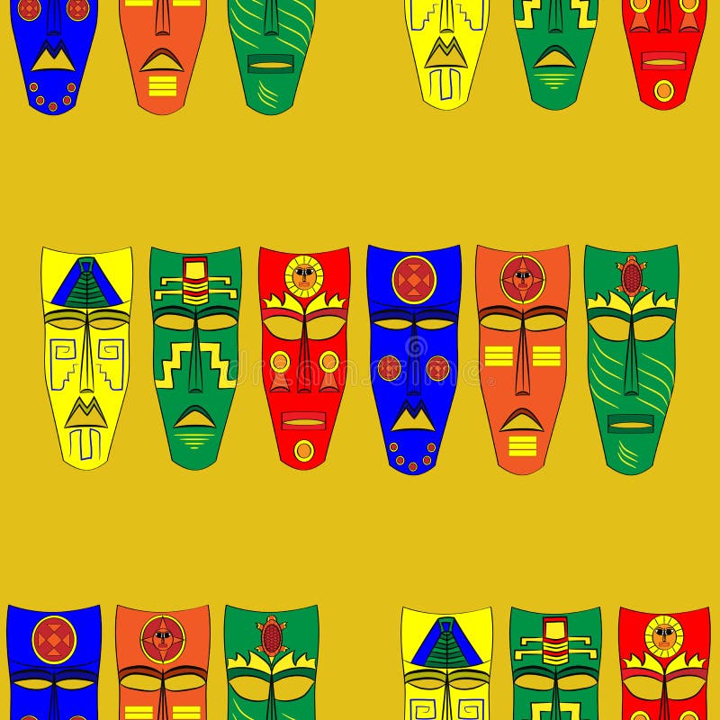 Inca Masks. Seamless Background Pattern. Vector Illustration Stock ...