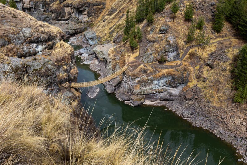 Inca Qeswachaka Bridge Made of Grass Stock Image - Image of bridge ...
