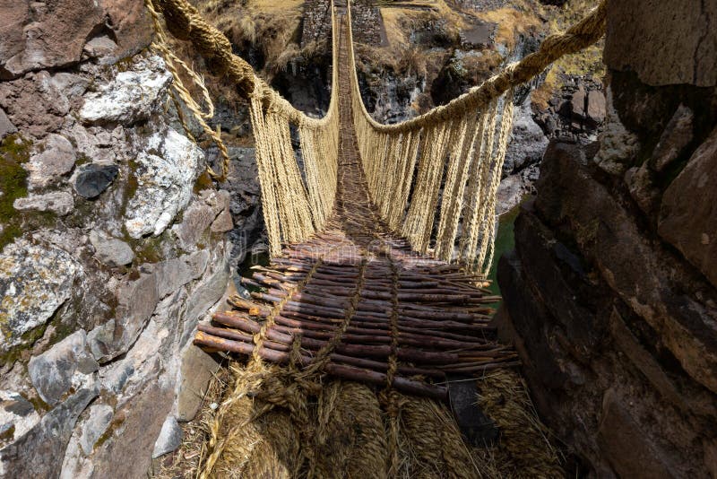 Inca Qeswachaka Bridge Made of Grass Stock Image - Image of traditional ...