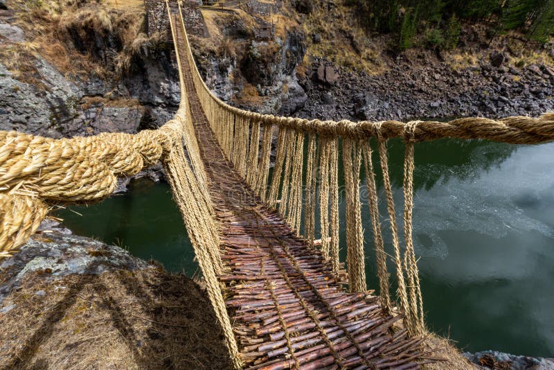 Inca Qeswachaka Bridge Made of Grass Stock Image - Image of traditional ...