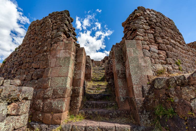 Inca ruins in Pisac. Peru stock image. Image of sacred - 166216203