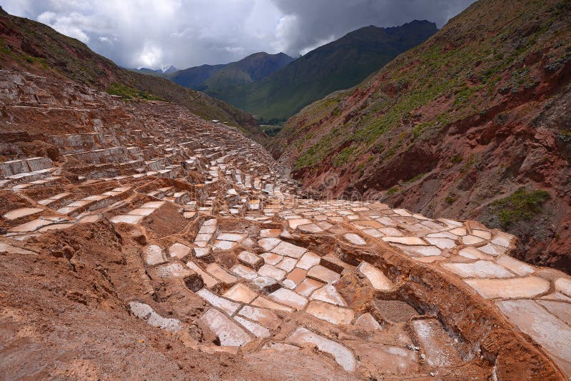 Inca Salt Pans at Maras, Peru Stock Image - Image of reflection, peru ...