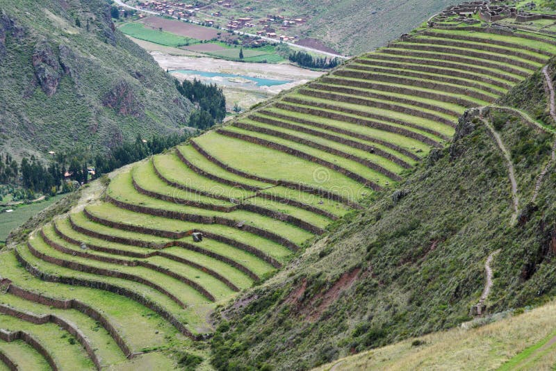 Inca Settlement, Pisac, Peru. Stock Photo - Image of environmental ...