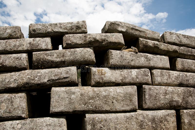 Inca Stone Bricks Construction - Machu Picchu - Peru Stock Photo ...