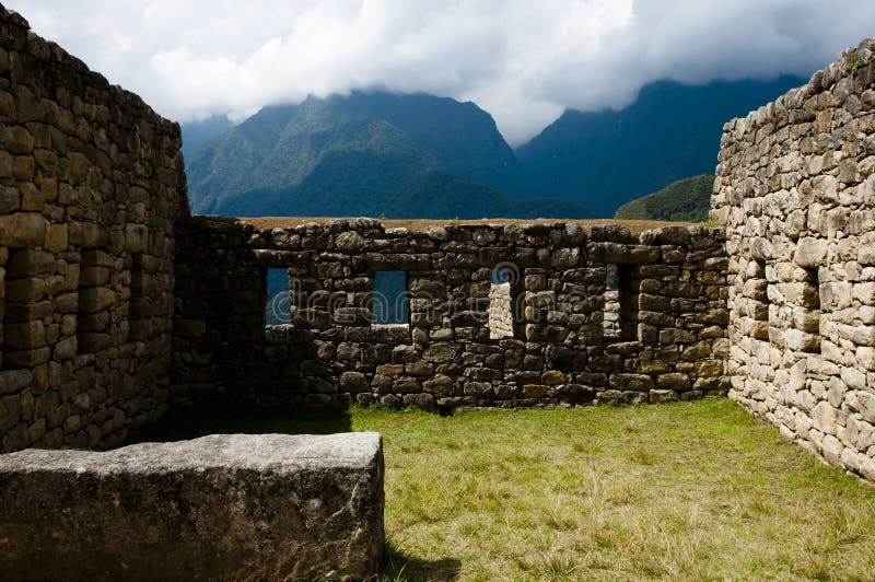 Inca Stone Bricks Construction - Machu Picchu - Peru Stock Image ...