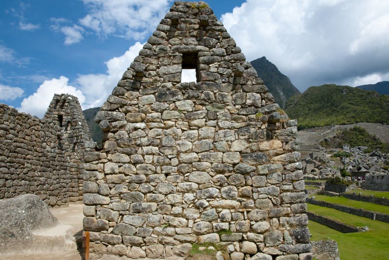 Inca Stone Bricks Construction - Machu Picchu - Peru Stock Image ...