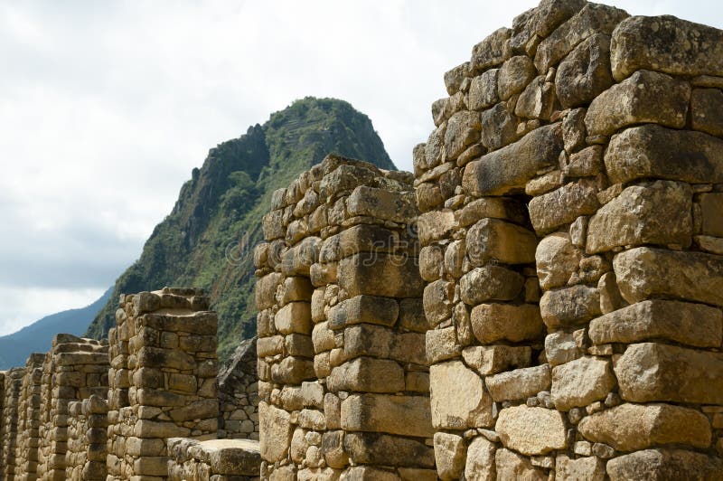 Inca Stone Bricks Construction - Machu Picchu - Peru Stock Afbeelding ...