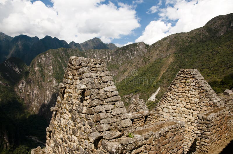 Inca Stone Bricks Construction - Machu Picchu - Peru Stock Image ...