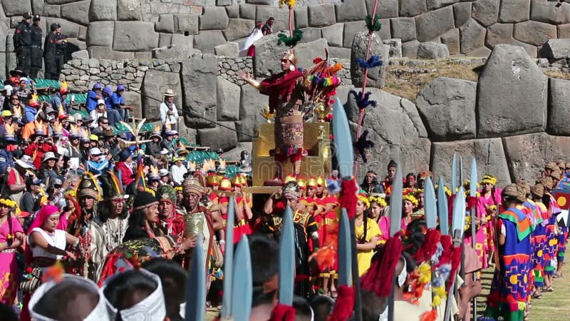 Inca on Throne Being Carried into Inti Raymi Stock Footage - Video of ...