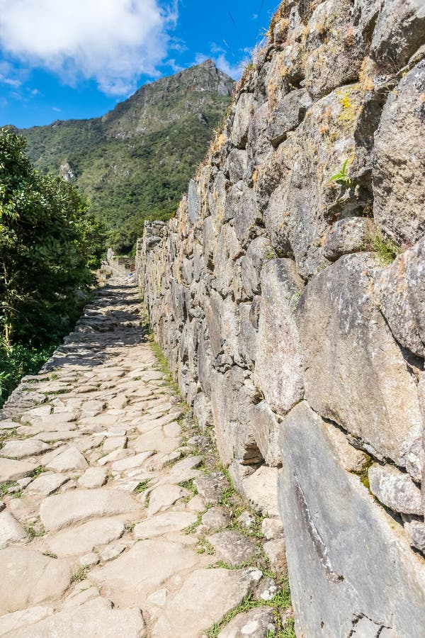 Inca Trail Paved with Stones at Machu Picchu Site in Peru. Editorial ...