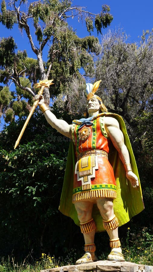 Inca Warrior Statue at Isla Del Sol Stock Image - Image of coloured ...