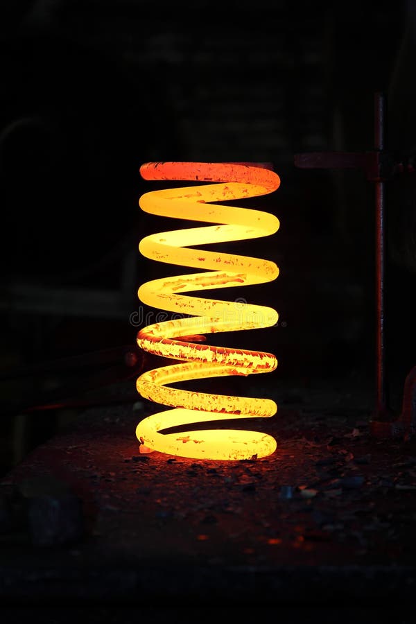Incandescent Iron Spring from Some Heavy Wehical Stock Photo - Image of ...