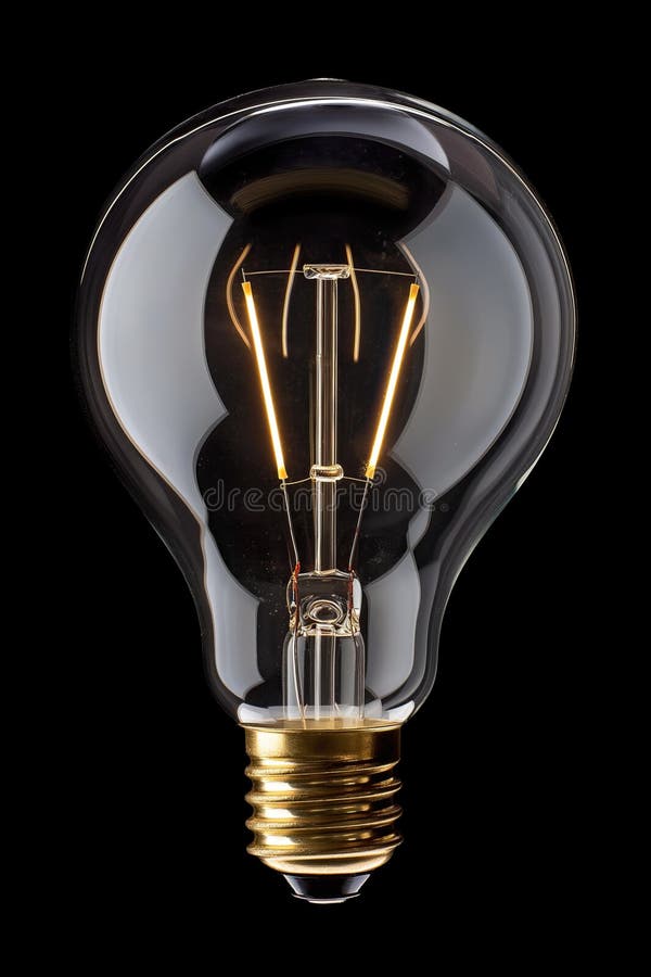 Incandescent Light Bulb on a Black Background Stock Illustration ...