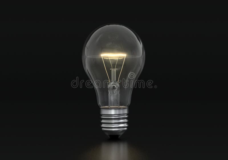 An Incandescent Light Bulb is Burning on a Black Background Stock ...