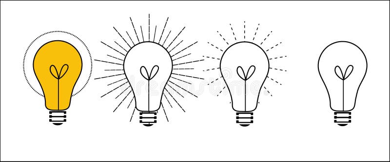 Incandescent Light Bulb Lamp, Turn on and Turn Off Light Stock Vector ...