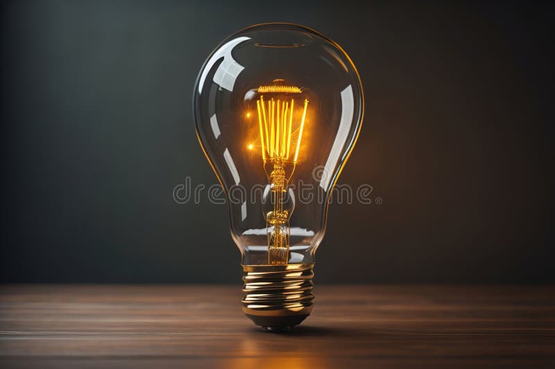 Incandescent Light Bulb on Solid Color Background. Ai Generative Stock ...