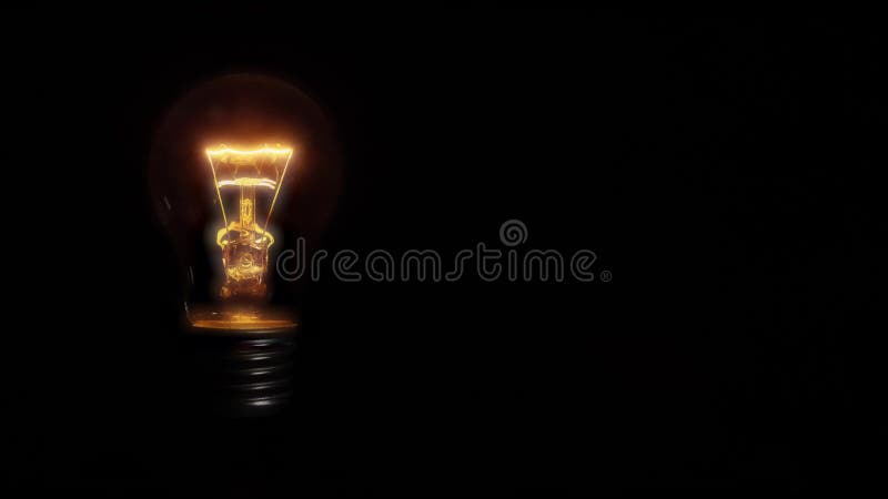 Incandescent Light with Voltage Drop Bulb on Black Background Stock ...