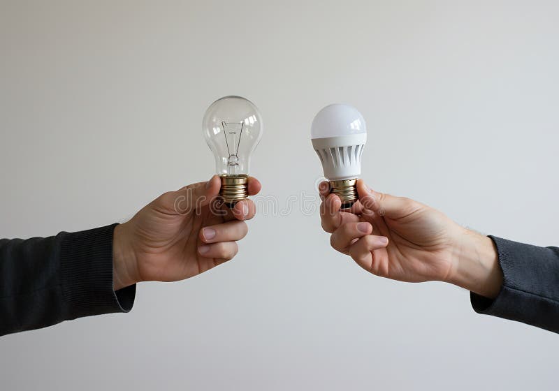 Incandescent vs. LED Bulbs stock illustration. Illustration of skin ...