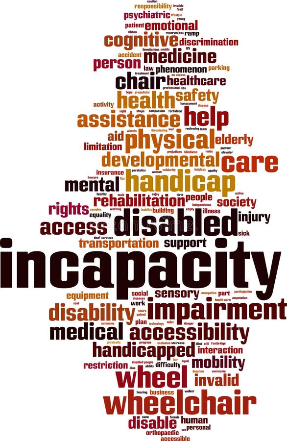 Incapacity word cloud stock vector. Illustration of difficulty - 162091253