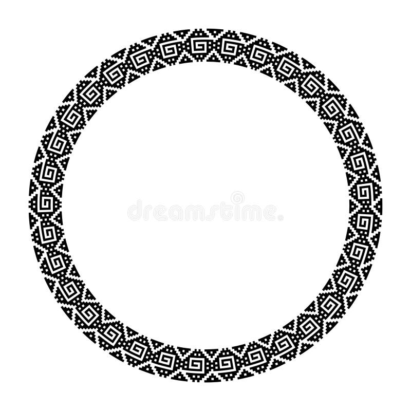 Inca Stepped Spiral Motif, Circle Frame with Greek Meander Pattern ...
