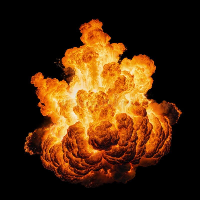 Incendiary Orange Fireball Explosion Isolated on Transparent Background ...
