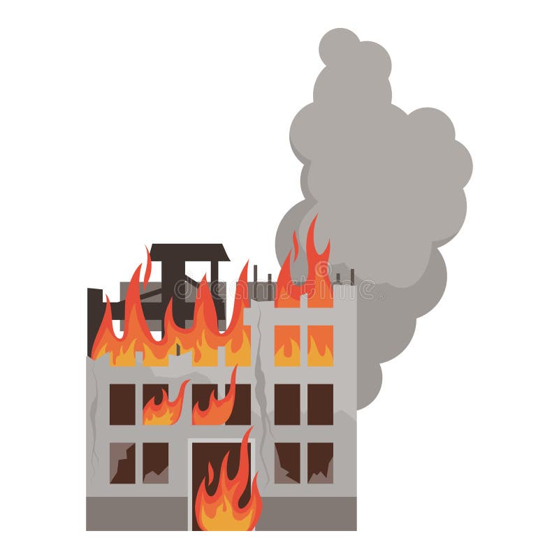 Incendio De Edificio Residencial Destruido Ilustración del Vector - Ilustración de bombardeado ...
