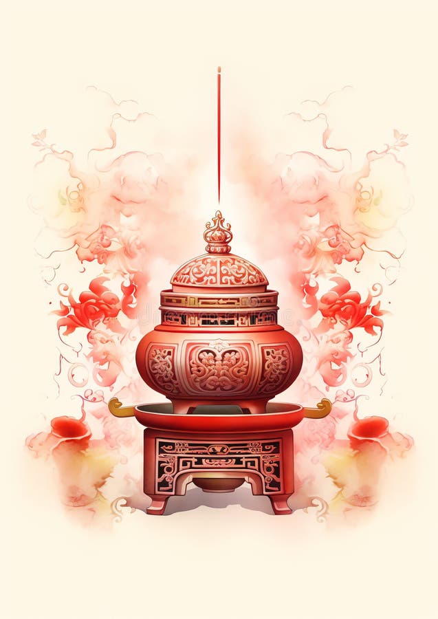 Incense Burner Chinese New Year Pattern Stock Illustration ...