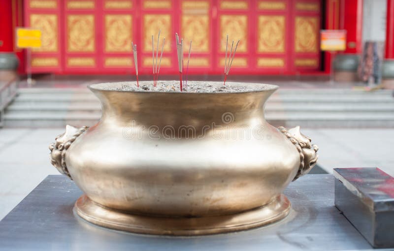 Incense Burner in Front of a Chinese Temple Stock Photo - Image of ...